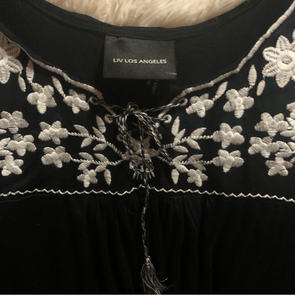 Liv Los Angeles | Tops | New Liv Los Angeles Black W White Embroidered ...